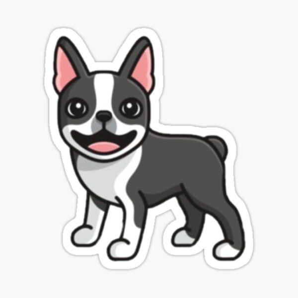 "Cartoon Boston Terrier " Sticker for Sale by joliebearcan | Redbubble