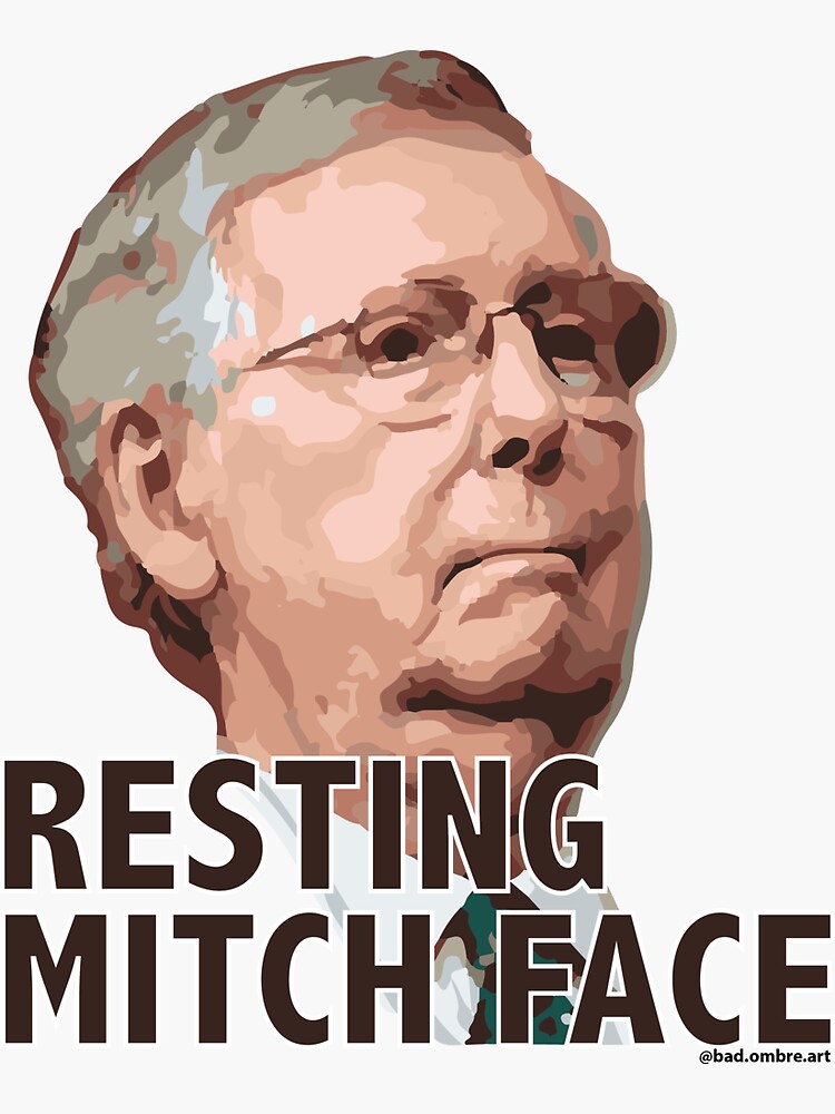 "Resting Mitch Face" Sticker by badombre | Redbubble