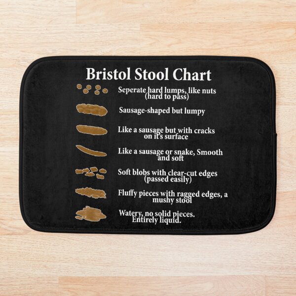 "Bristol Stool Chart in White Writing Black Background" Bath Mat for ...