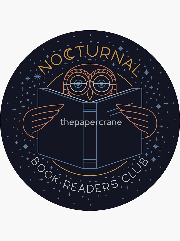 "Nocturnal Book Readers Club" Sticker for Sale by thepapercrane | Redbubble
