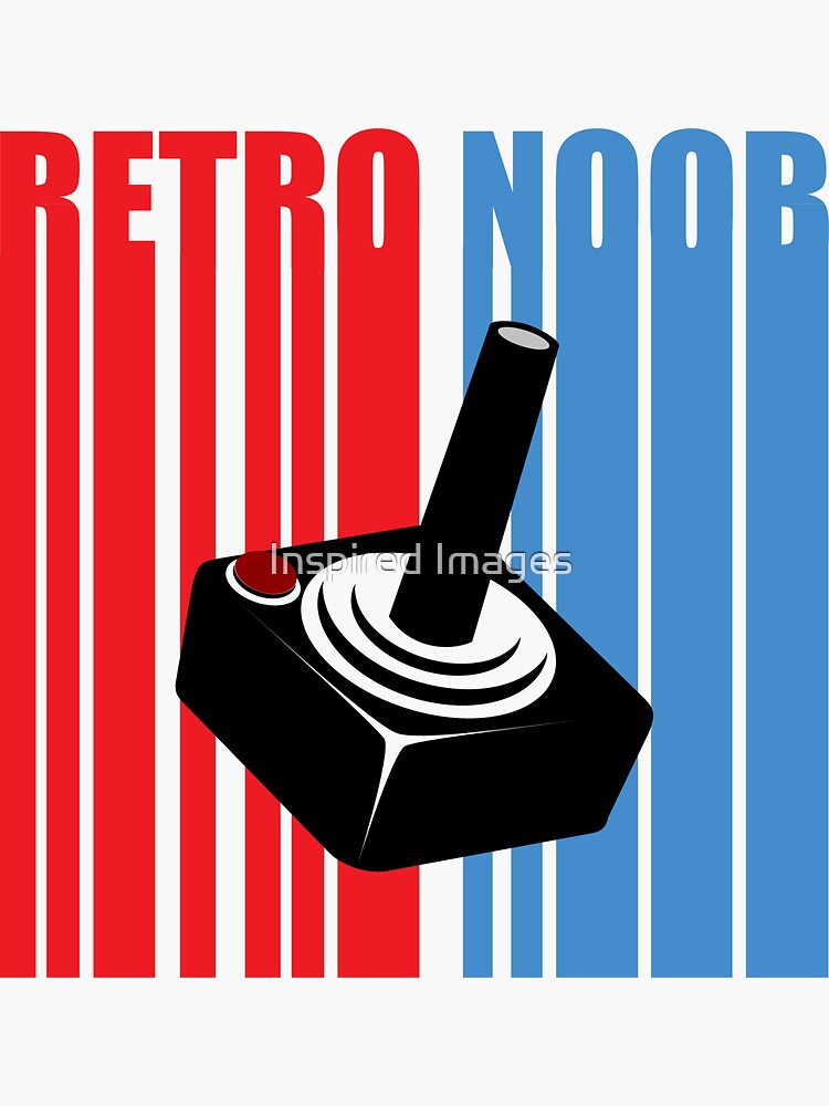 "Retro Noob / Vintage Gamer Joystick Design" Sticker for Sale by ...