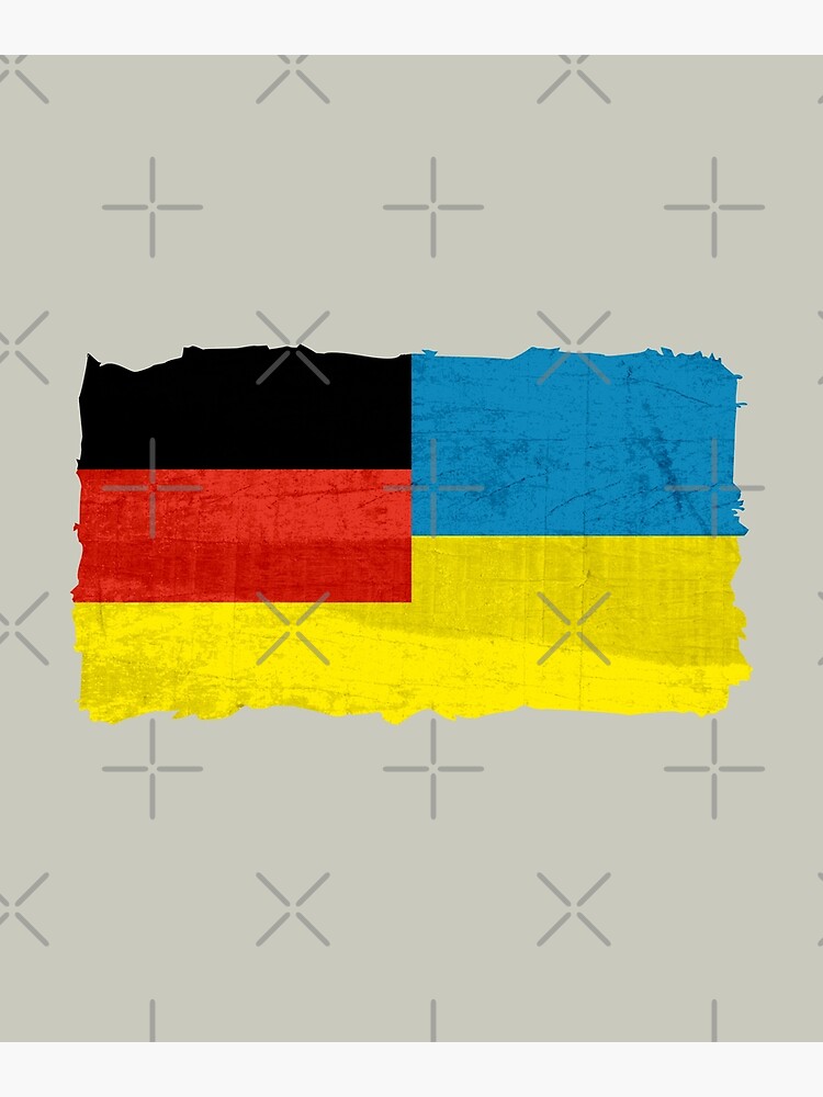 "German Ukrainian Joined Flags Ukraine and German Flag Mix" Art Print ...