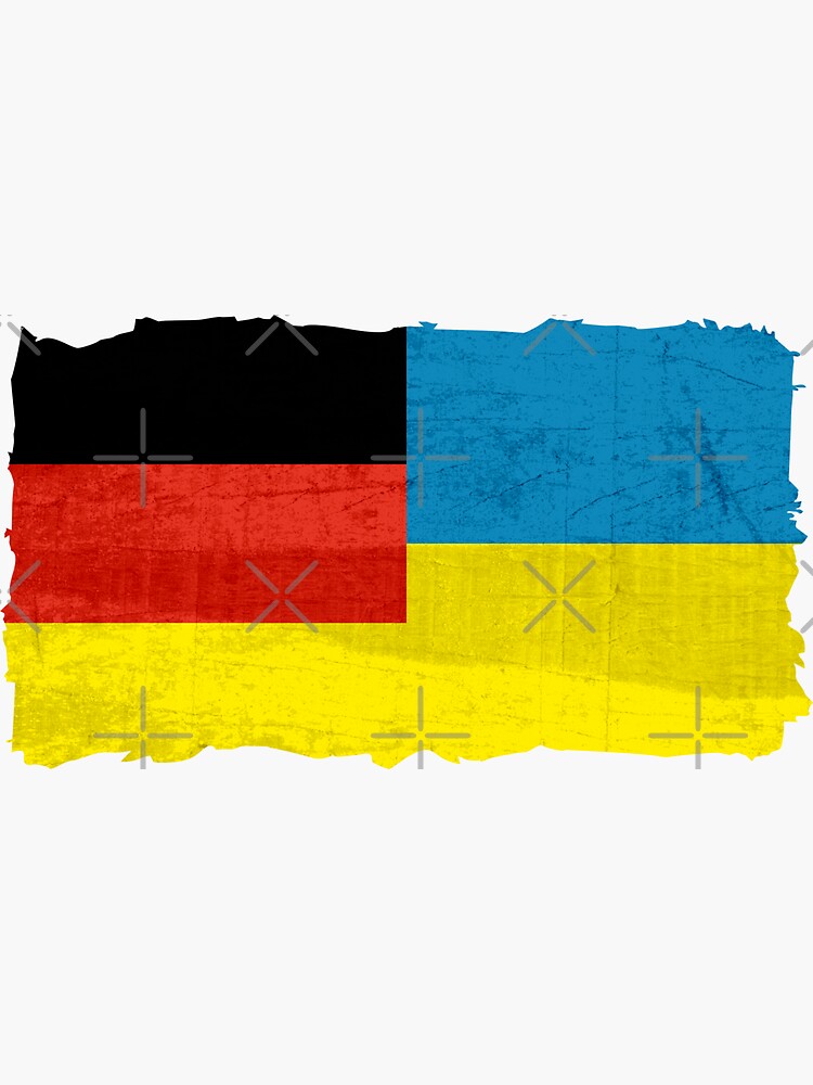 "German Ukrainian Joined Flags Ukraine and German Flag Mix" Sticker by ...
