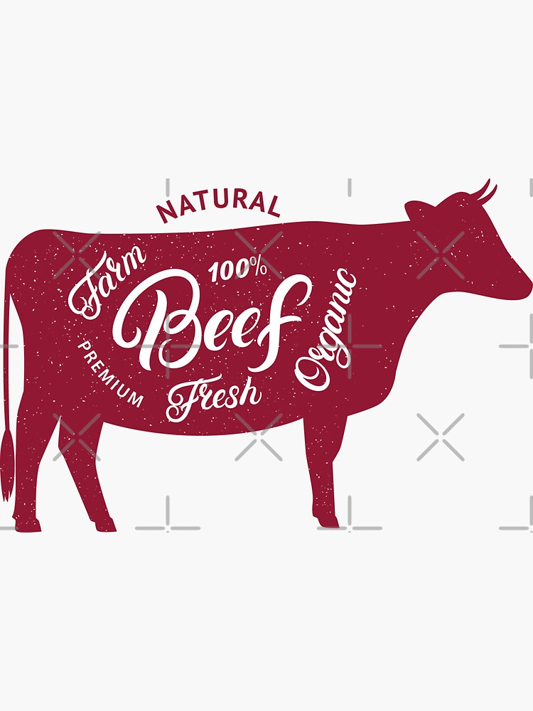 "BUTCHER SHOP: COW" Sticker for Sale by SOLSKETCHES | Redbubble
