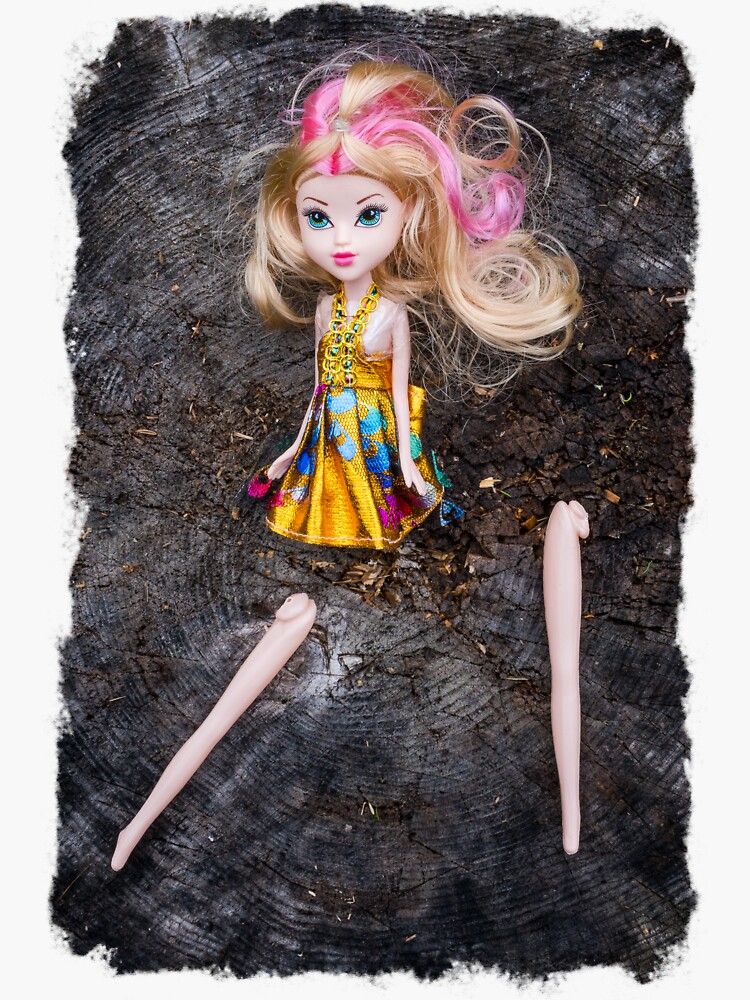 "Disabled, beautiful, barbie style doll with legs separated" Sticker by ...