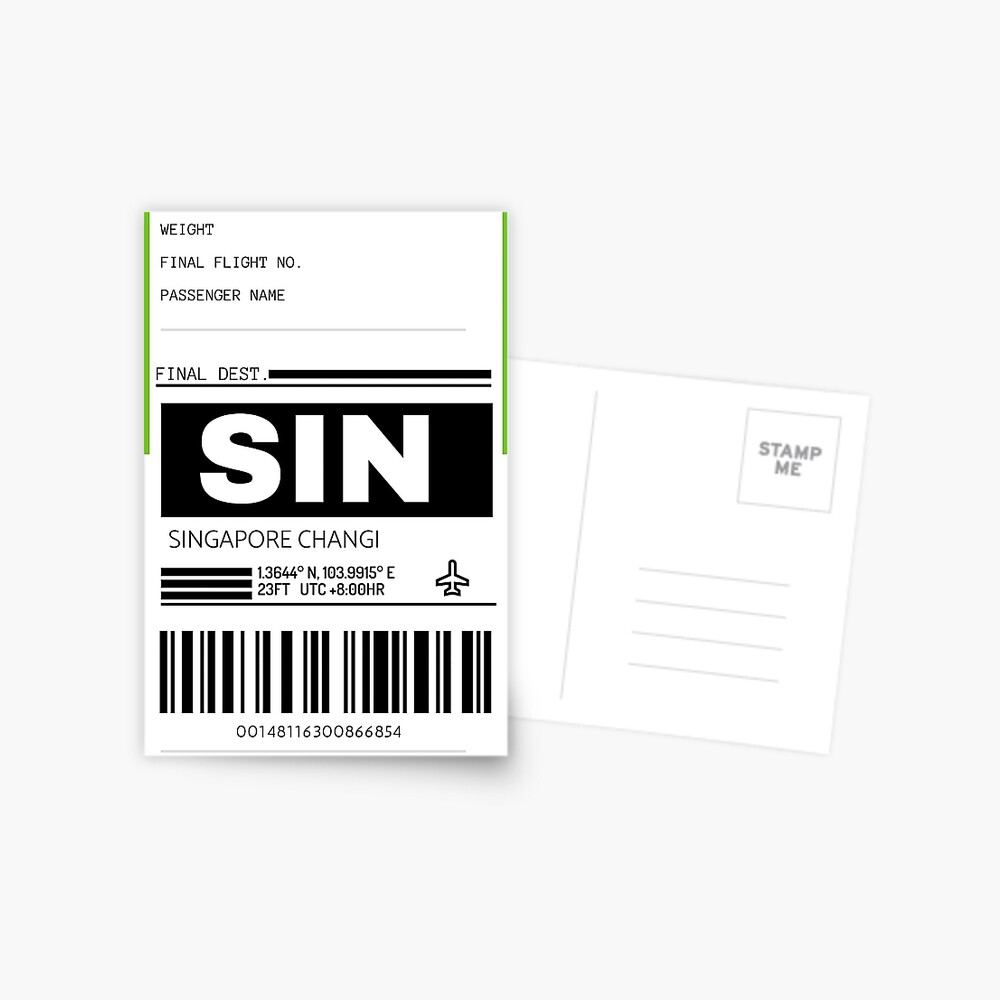 "SIN Singapore Changi International Airport Luggage Tag " Sticker for ...