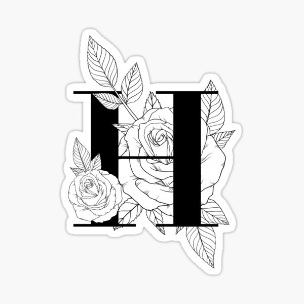 "Monogram letter H with Rose Line Art" Sticker for Sale by ...