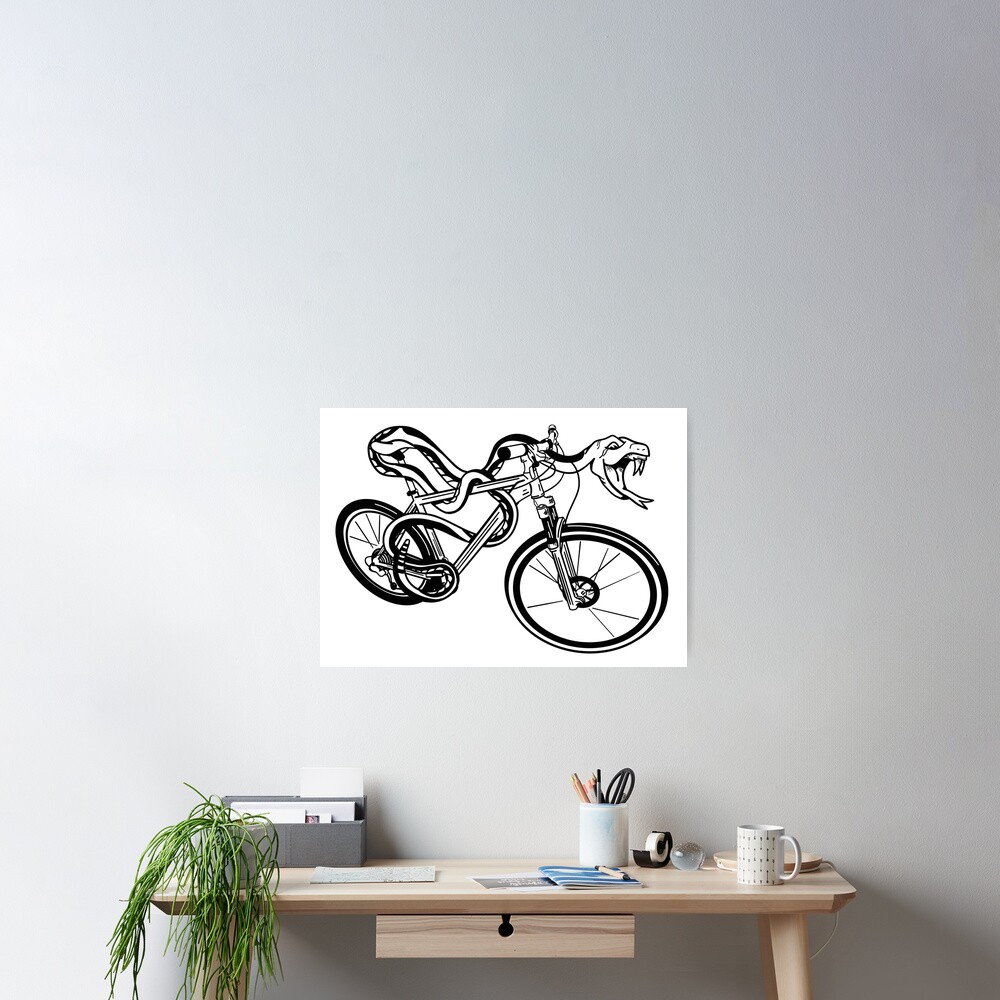 "Snake Riding A Bike" Poster by piedaydesigns | Redbubble