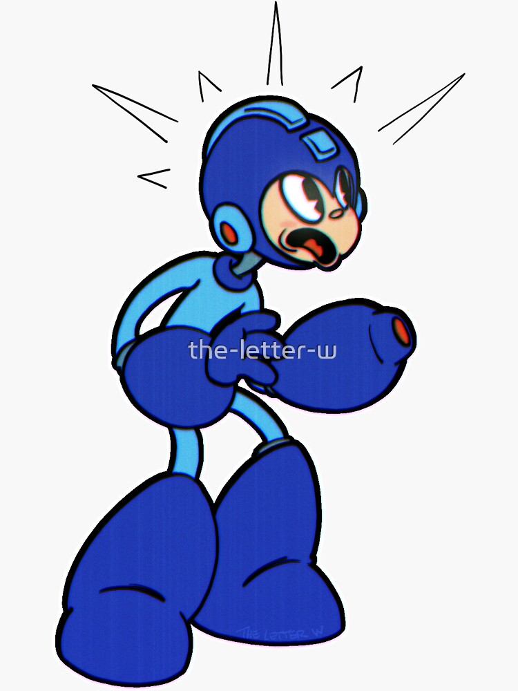 "Toon Mega Man - shocked" Sticker by the-letter-w | Redbubble