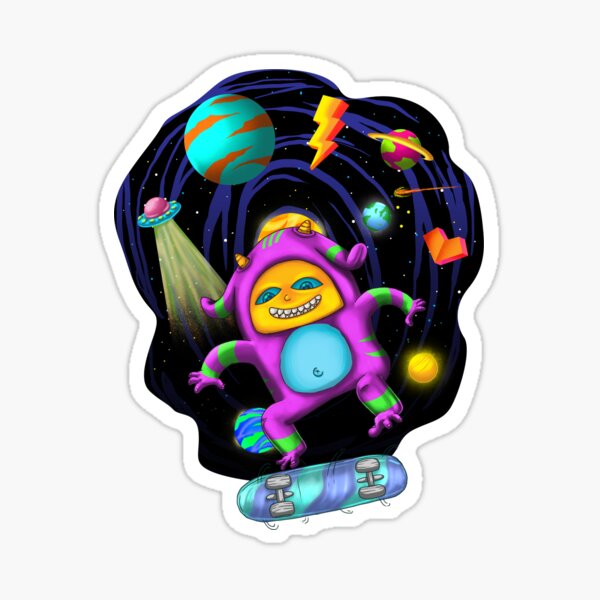 "cute alien monster skate in space" Sticker for Sale by unfamouzzz ...