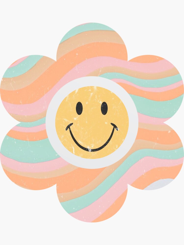 "Smiley Face Flower Illustration" Sticker by grrocco007 | Redbubble