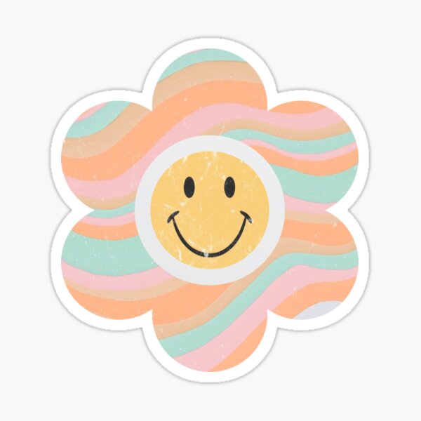 "Smiley Face Flower Illustration" Sticker by grrocco007 | Redbubble
