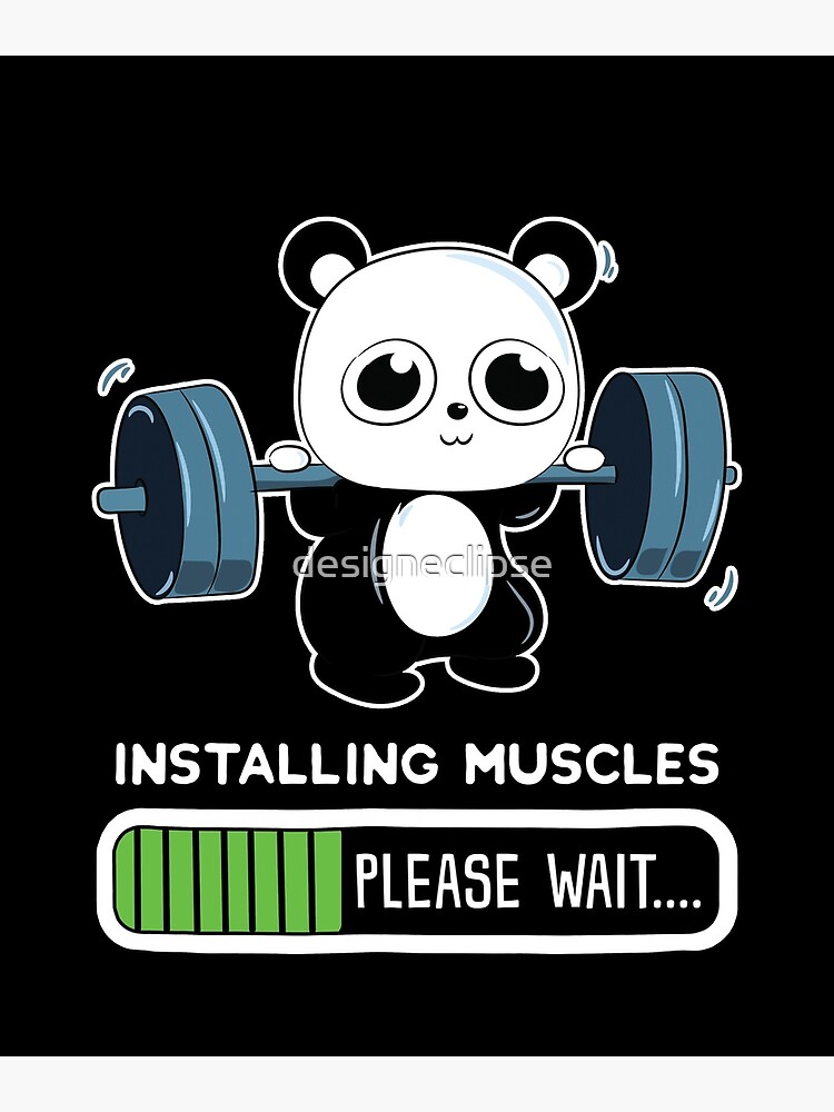 "Panda Installing Muscles" Poster by designeclipse | Redbubble