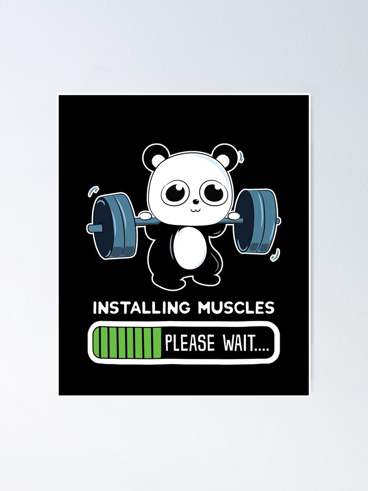 "Panda Installing Muscles" Poster by designeclipse | Redbubble