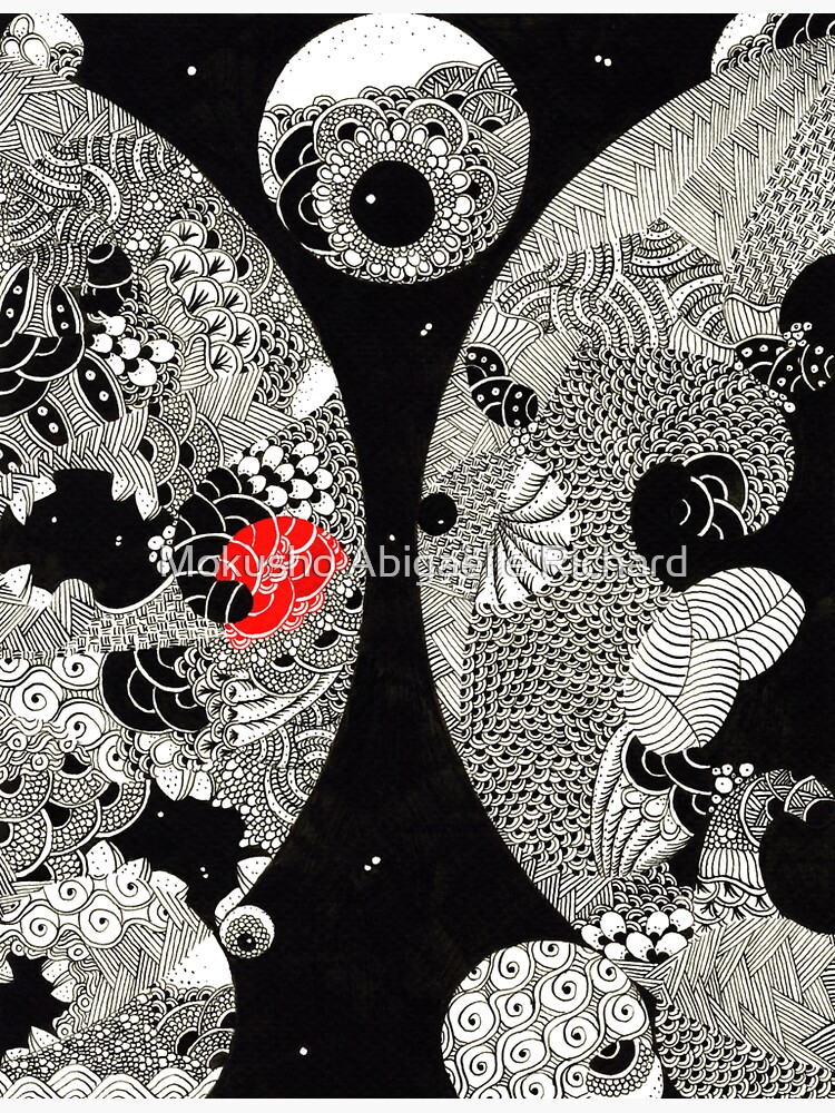 "Gassho Black and red ink drawing of abstract patterns by Mokusho ...