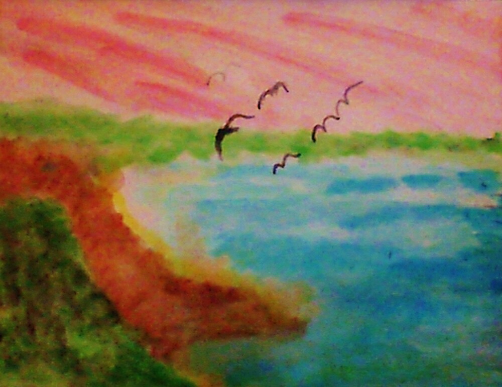 "Birds Eye View,Blacks Beach? watercolor" by Anna Lewis, blind artist ...