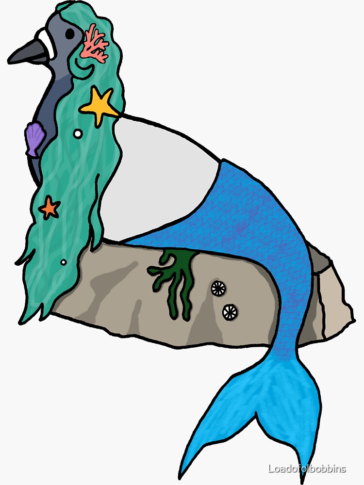 "Fred the Pigeon Mermaid" Sticker for Sale by Loadofolbobbins | Redbubble