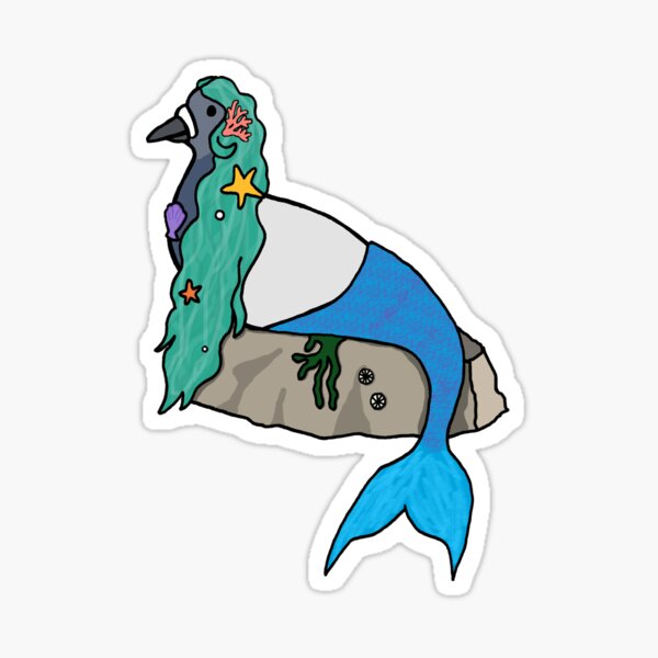 "Fred the Pigeon Mermaid" Sticker for Sale by Loadofolbobbins | Redbubble