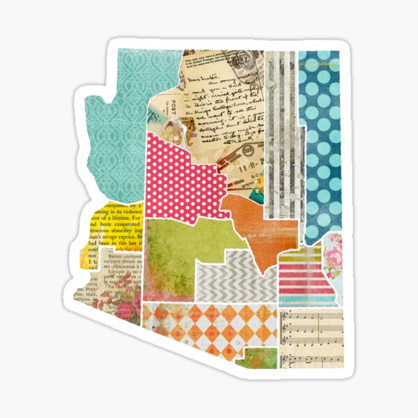 "Arizona Love - Bright and Colorful Collage Quilt State Map Art ...