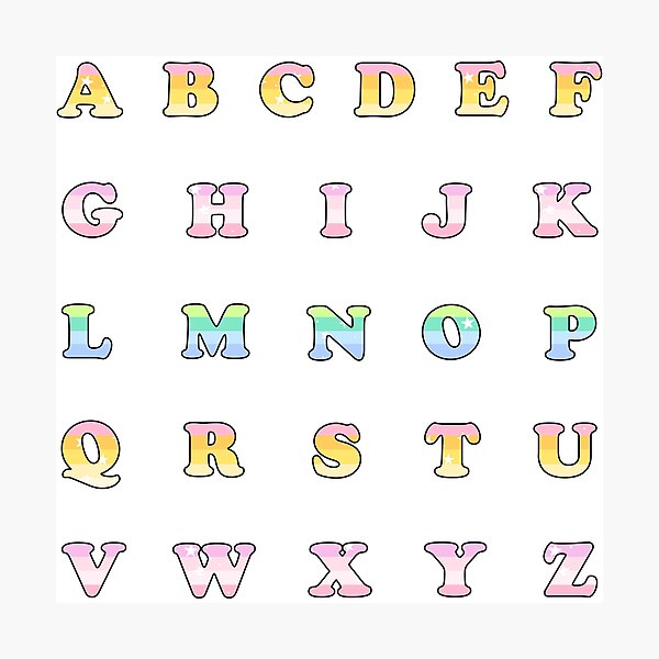 "Retro alphabet mini pack. Vintage rainbow letter" Photographic Print ...