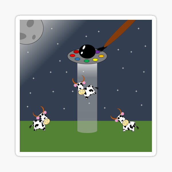 "alien Space cows" Sticker for Sale by Leafallslow | Redbubble