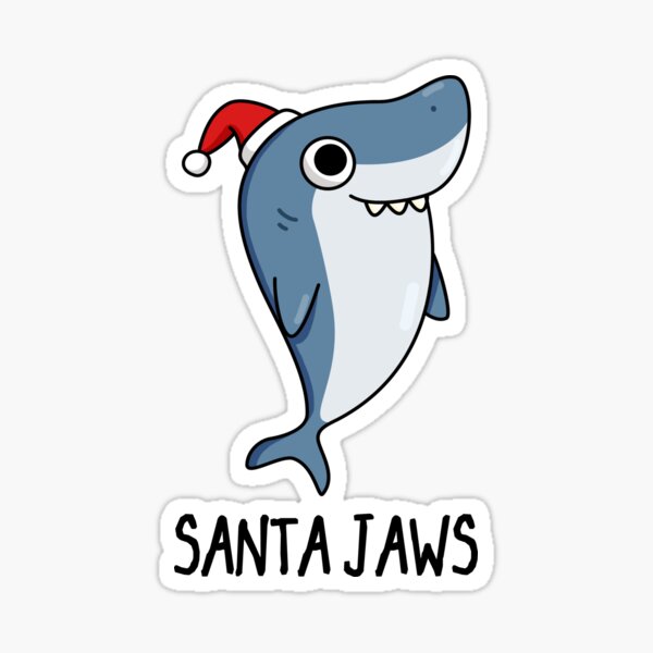 "Santa Jaws Christmas Pun" Sticker by punnybone | Redbubble