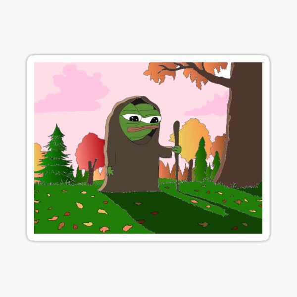 "Forest Walk Pepe" Sticker for Sale by 1-or-None | Redbubble