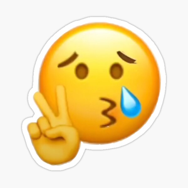"crying peace sign emoji" Sticker for Sale by allisonjara | Redbubble
