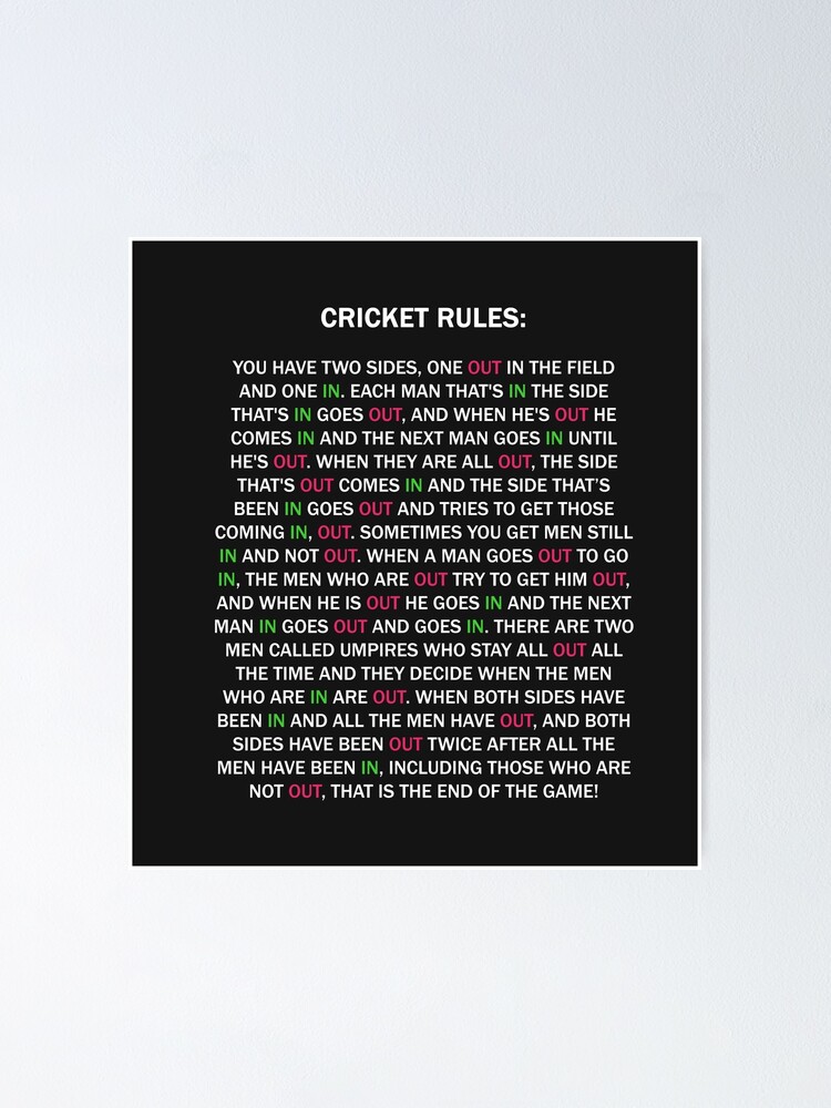 "Cricket Rules New Edition" Poster for Sale by isstgeschichte | Redbubble