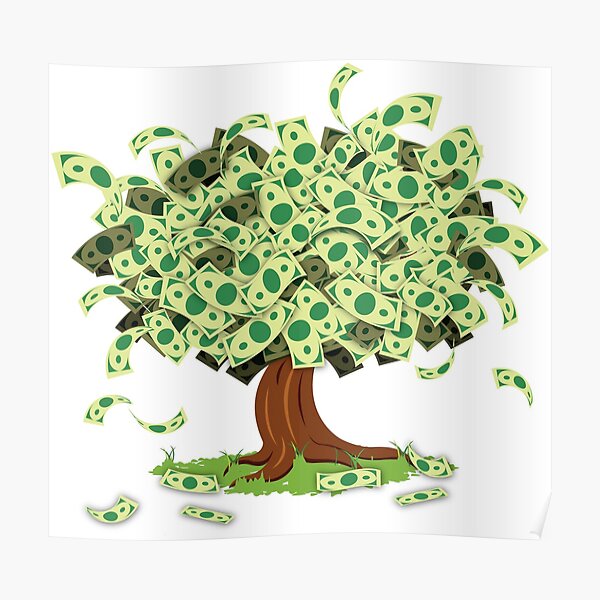 "Cartoon Money Tree" Poster by bluegrassdecals | Redbubble