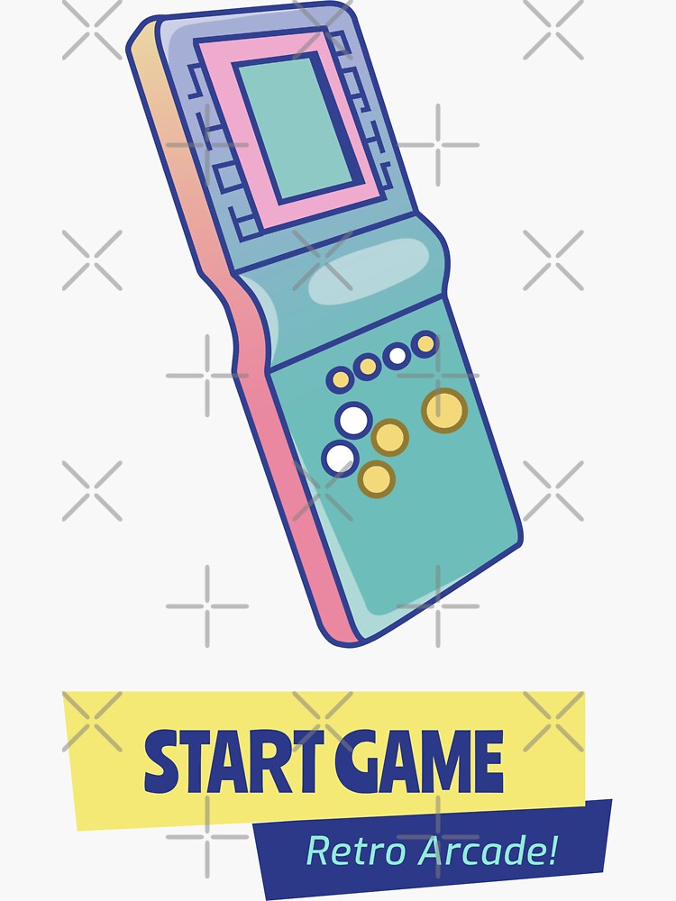 "START GAME RETRO ARCADE VINTAGE GAMING DESIGN" Sticker by ER-DESIGNS ...
