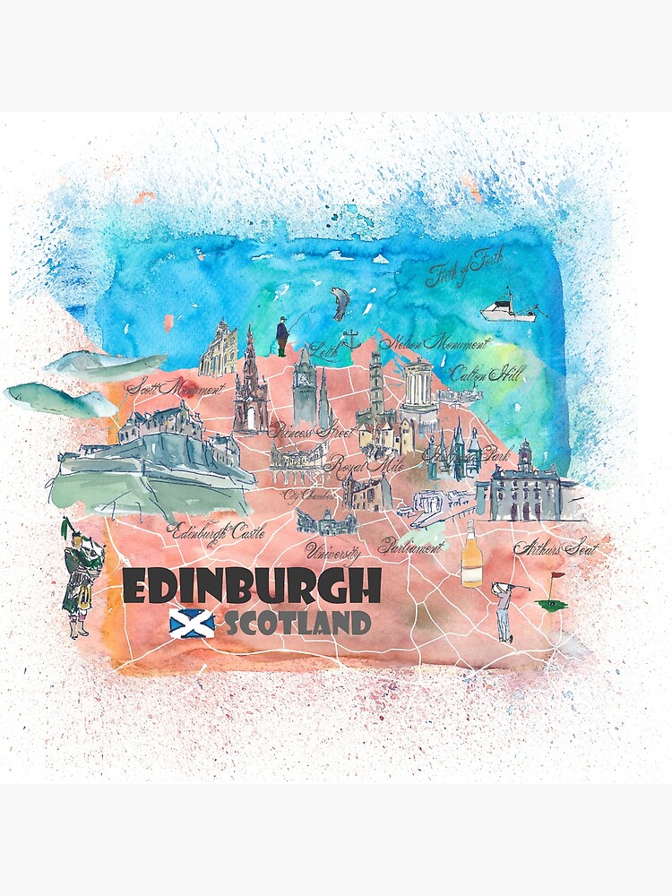 "Edinburgh Scotland Travel Poster Favorite Map" Poster by artshop77 ...