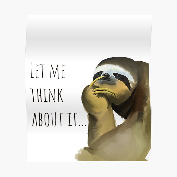 "Sloth is thinking " Poster by Koczka-Design | Redbubble