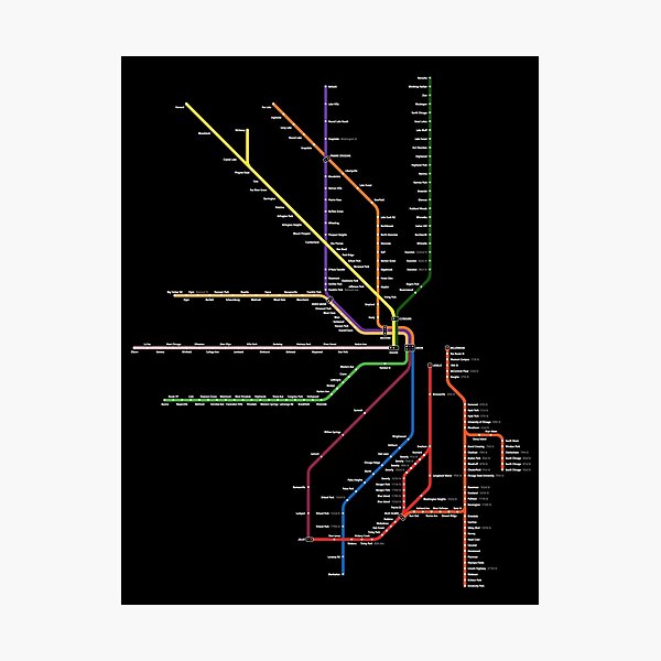 "Metra System Map (Simplified)" Photographic Print for Sale by ...
