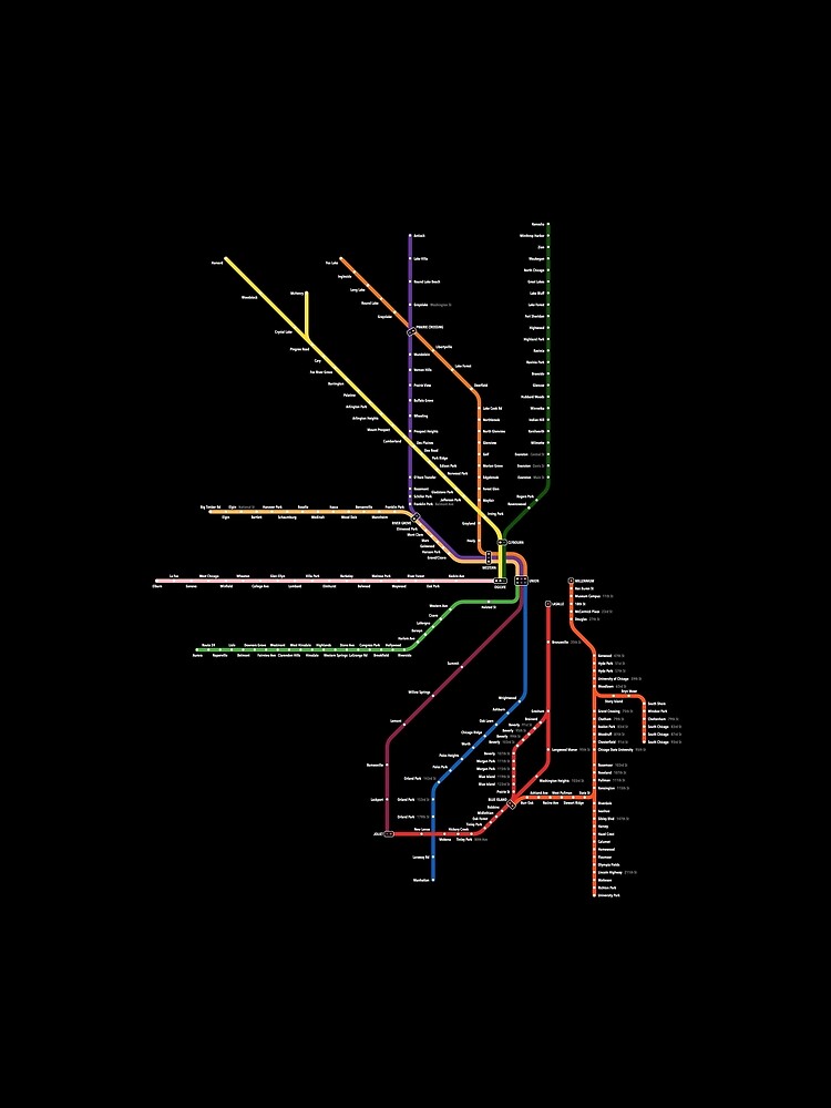 "Metra System Map (Simplified)" T-shirt for Sale by thetransitgirl ...