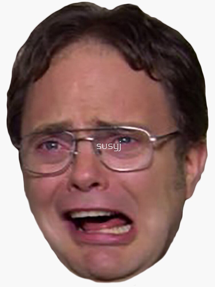 "Dwight Schrute Crying Head" Sticker for Sale by susyj | Redbubble
