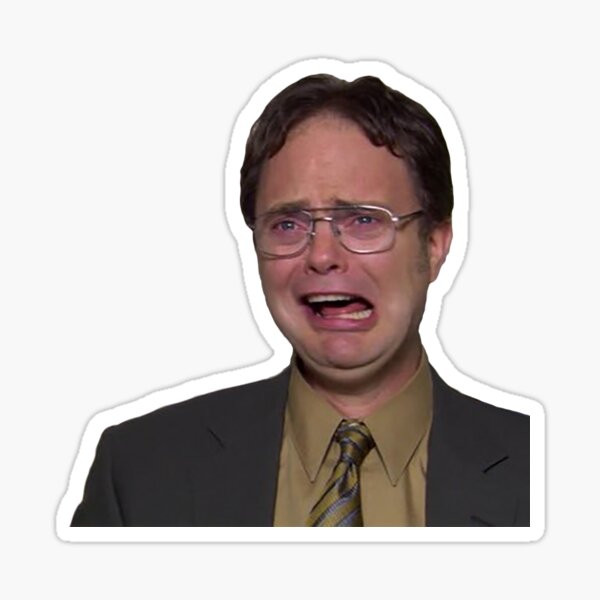 "Dwight Schrute Crying" Sticker by susyj | Redbubble