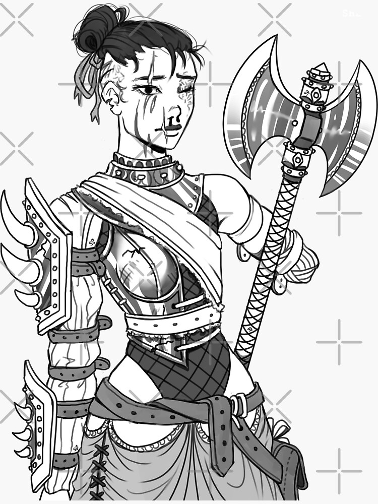 "Inktober - Injured Badass Warrior" Sticker for Sale by shellz-art ...