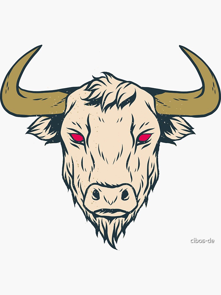 Pegatina «Toro con ojos rojos» de cibos-de | Redbubble