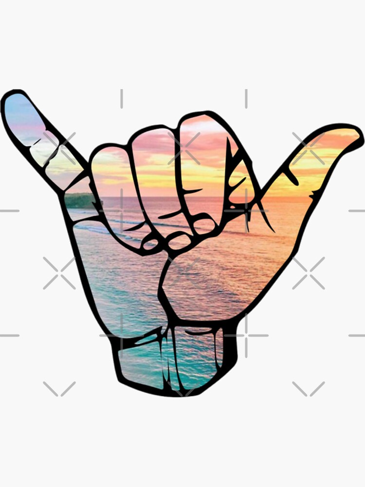 "Sunset Ocean Shaka Hand " Sticker for Sale by lolsammy910 | Redbubble