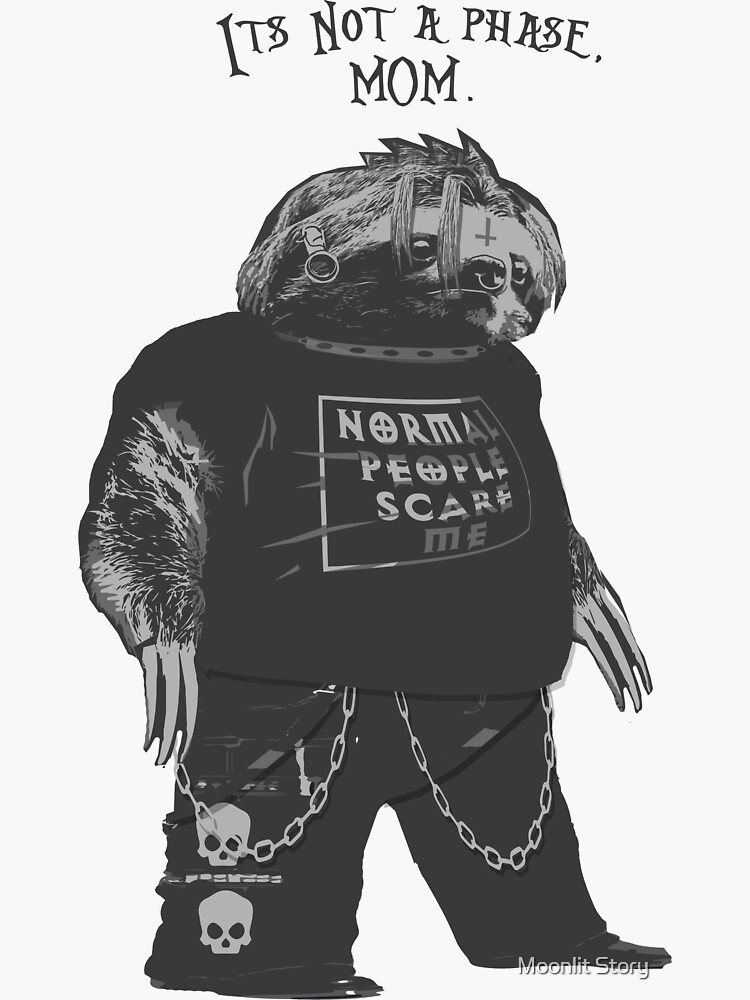 "Goth Sloth" Sticker by astrobunny | Redbubble