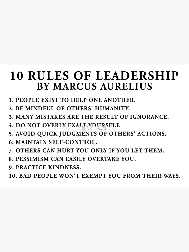 Marcus Aurelius - 10 Rules of Leadership Premium Matte Vertical Poster ...