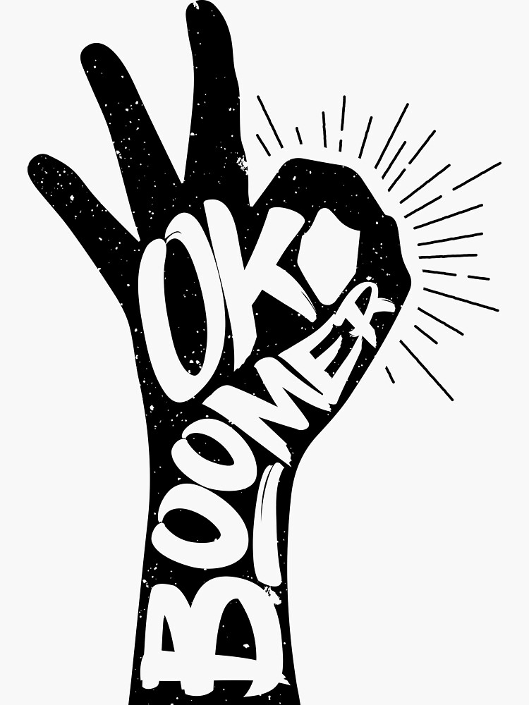 "Ok Boomer Hand Gesture Funny Meme" Sticker for Sale by CSapparel ...