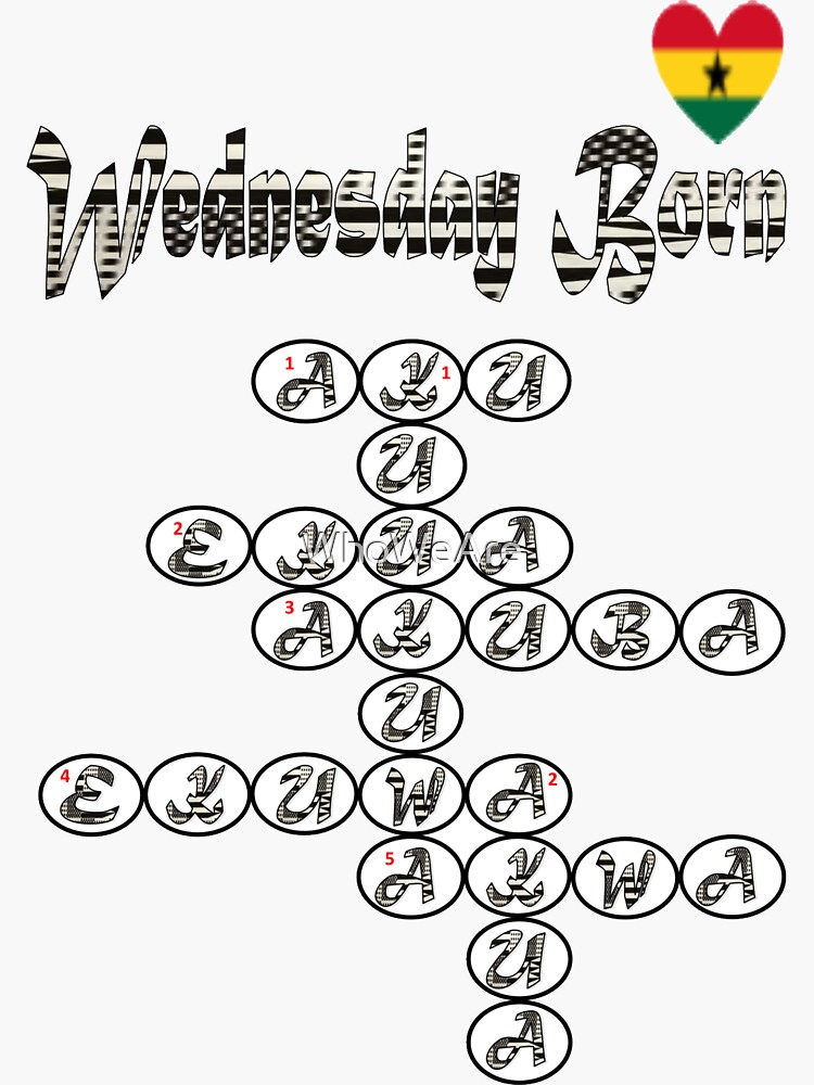 "Wednesday Born Ghanaian Female Names in black and white" Sticker for ...