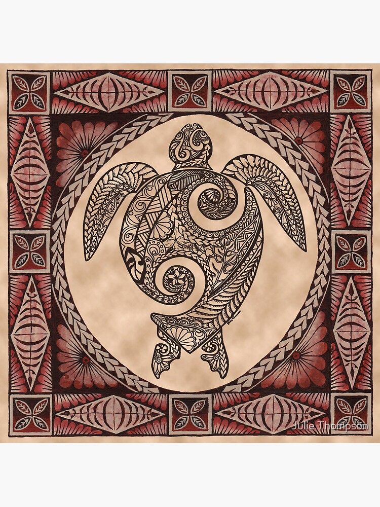 "Honu - Tribal Sea Turtle siapo tapa" Sticker by featherladyJT | Redbubble