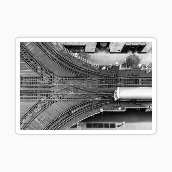 "Iconic Chicago CTA Elevated 'L' train, black and white" Sticker for ...