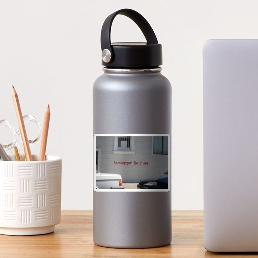 "Hamburger Help Me Meme" Sticker for Sale by cockasianmommy | Redbubble