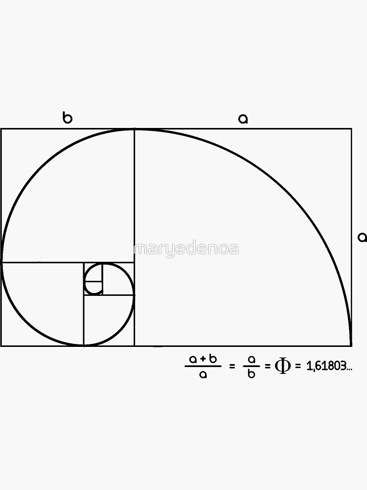 "Fibonacci Golden Ratio" Sticker by maryedenoa | Redbubble