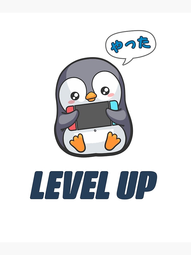 "Hooray Level Up Kawaii Penguin Gamer" Poster by rebelartsgames | Redbubble