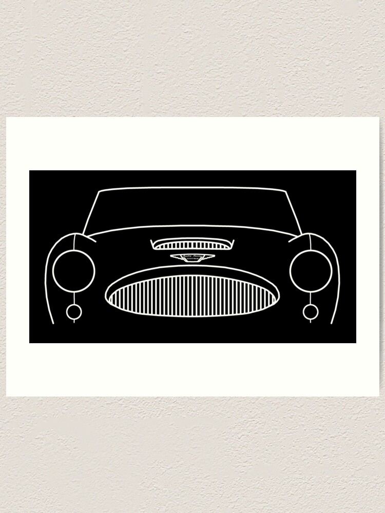"Austin-Healey 3000 classic car outline graphic (white)" Art Print by ...